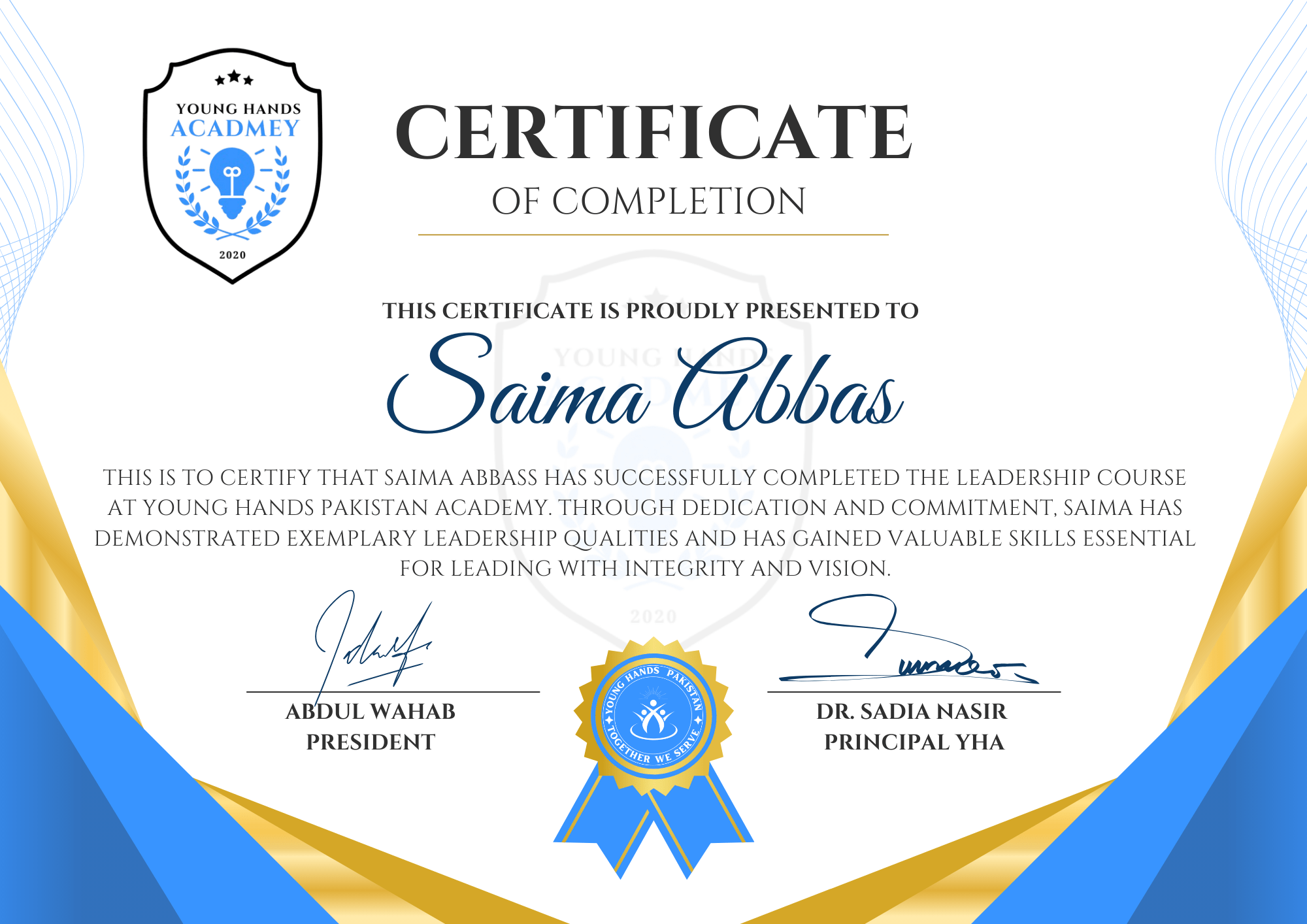 Admission Form - Young Hands Pakistan